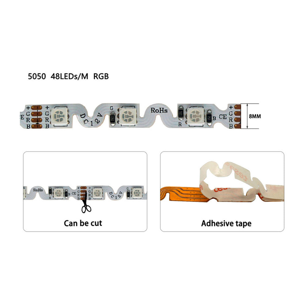 LED RGB ZigZag Tape Lights 12V DC 16 ft Reel | Step 1 Dezigns